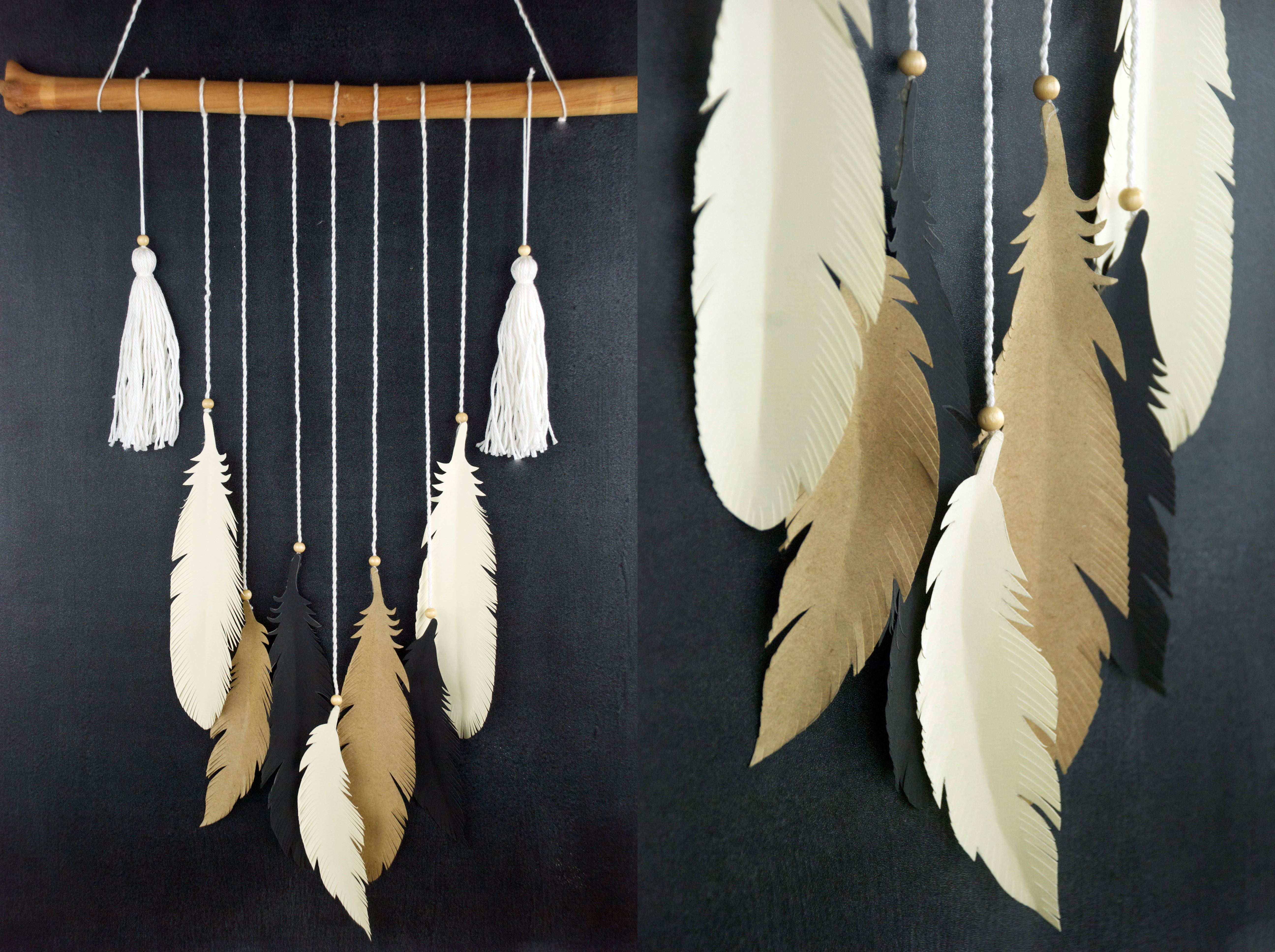 {DIY} Wandbehang mit Federn aus Papier - free printable - barfuss.im ...